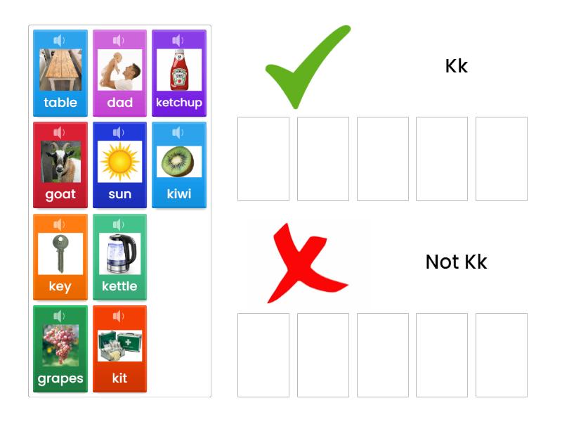 Phase 2 phonics words beginning with 'k' (audio supported pictures and ...