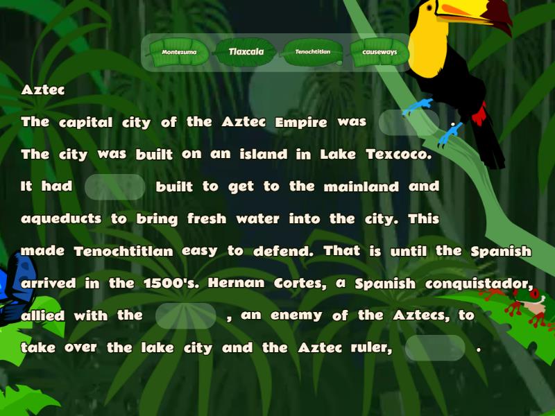 Aztec & Inca Vocabulary Fill in the Blank - Completa la oración