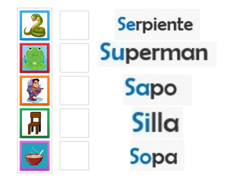 Juego y aprendo el "SA SE SI SO SU" - Match up