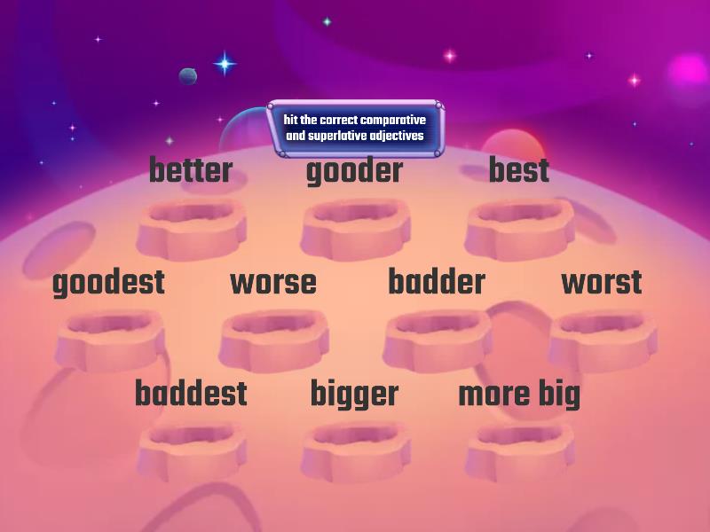 3A W12,13 comparative+superlative adjectives - Whack-a-mole