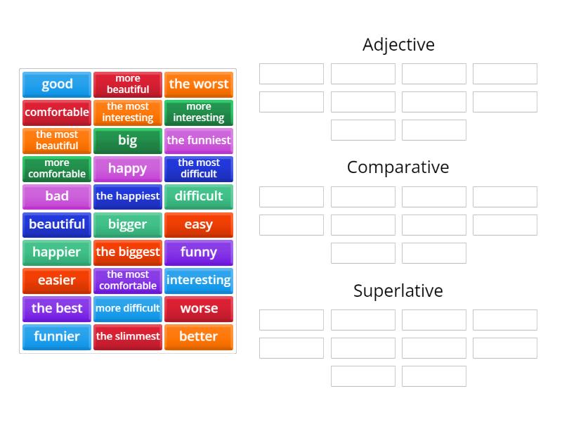 Comparative/Superlative adjectives - Group sort