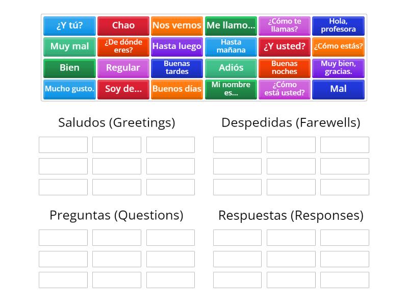Saludos y Despedidas - Group sort