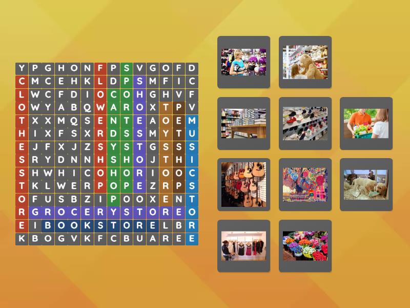 SHOPS AND STORES - Wordsearch