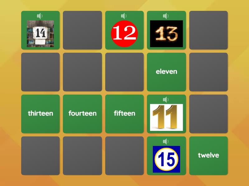 NUMBERS 11 to 20 - Matching pairs