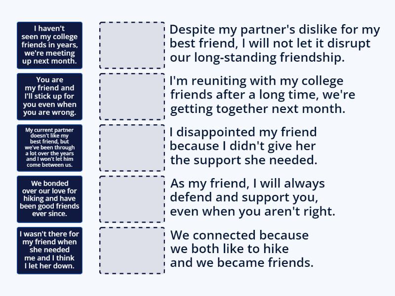 PHRASAL VERBS: FRIENDSHIP 3 - Match up