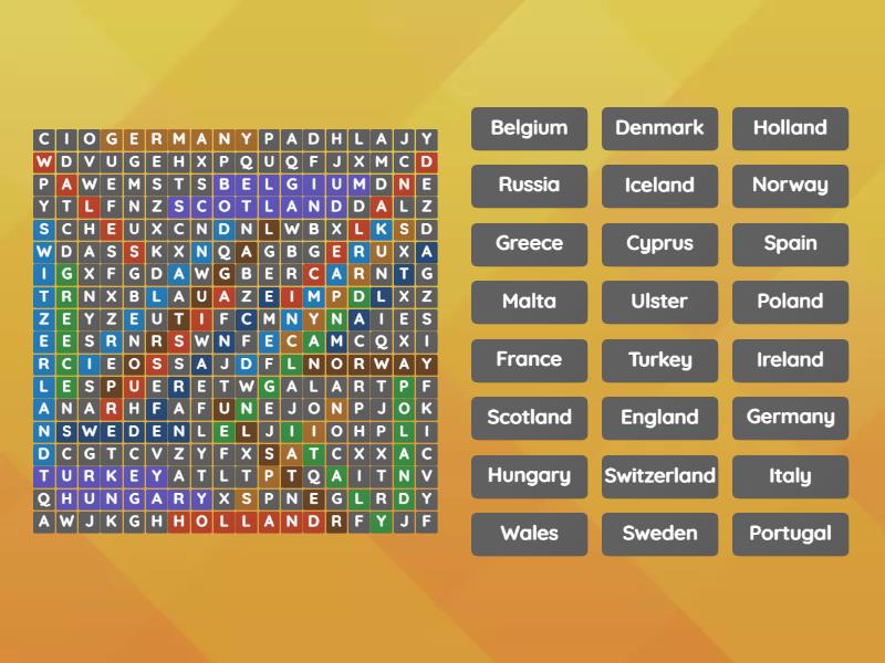COUNTRIES - Wordsearch