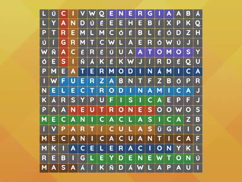 TERMINOLOGIA DE LA FISICA - Sopa de letras
