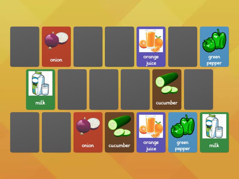 Let's Try 2 Unit 8 - Food Matching Game - Combine os pares