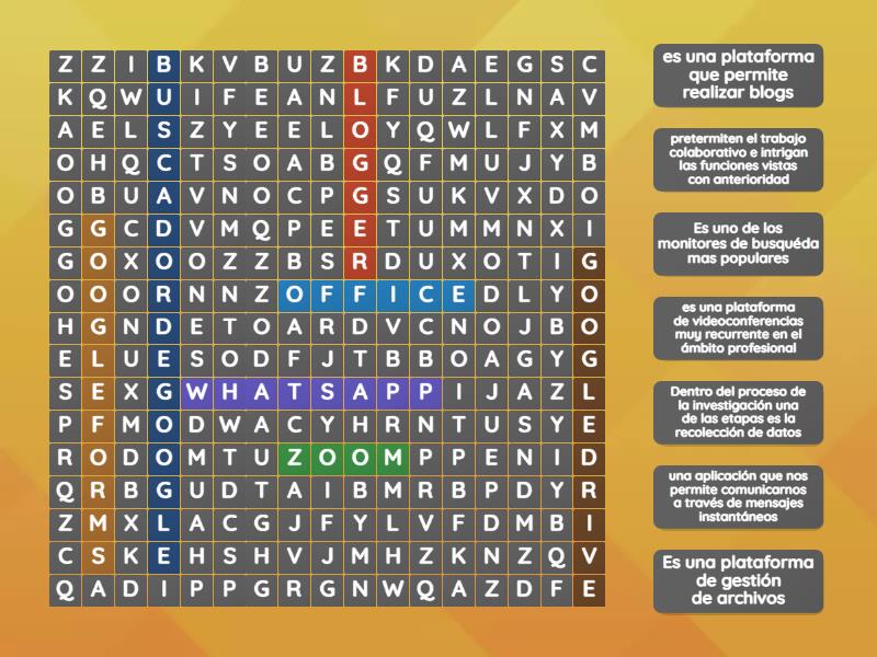 Herramientas para la interacción y la comunicación. - Sopa de letras