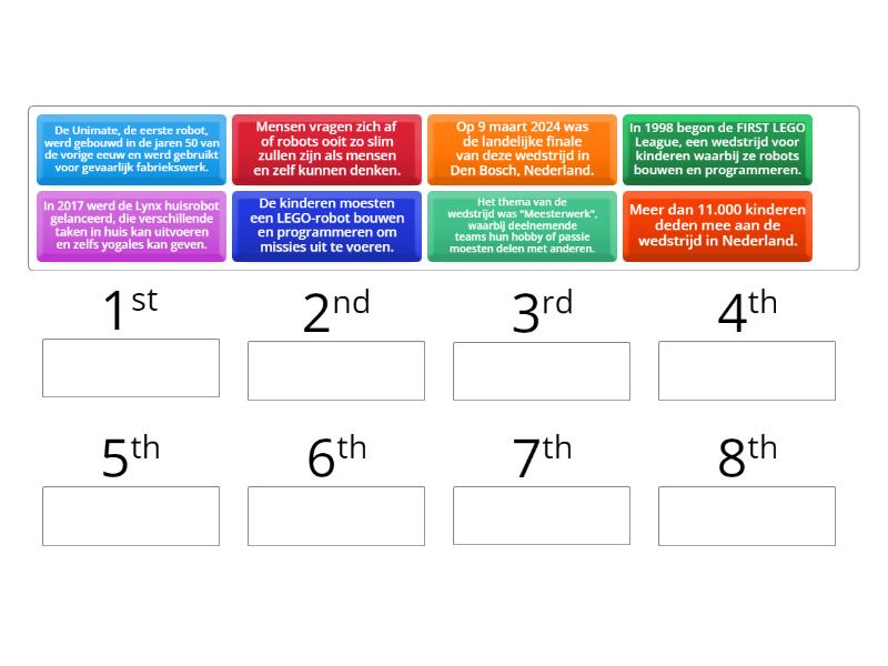 Wat is de juiste volgorde in tijd volgens de tekst? - Rank order