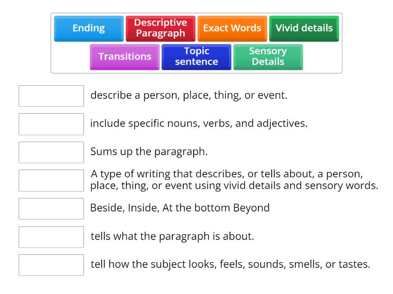 Descriptive Paragraph G4 - Match up