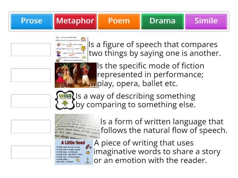 Poem, Prose, Drama - Match up