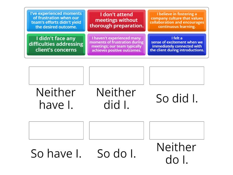 19. Grammar so/neither 1 - Match up
