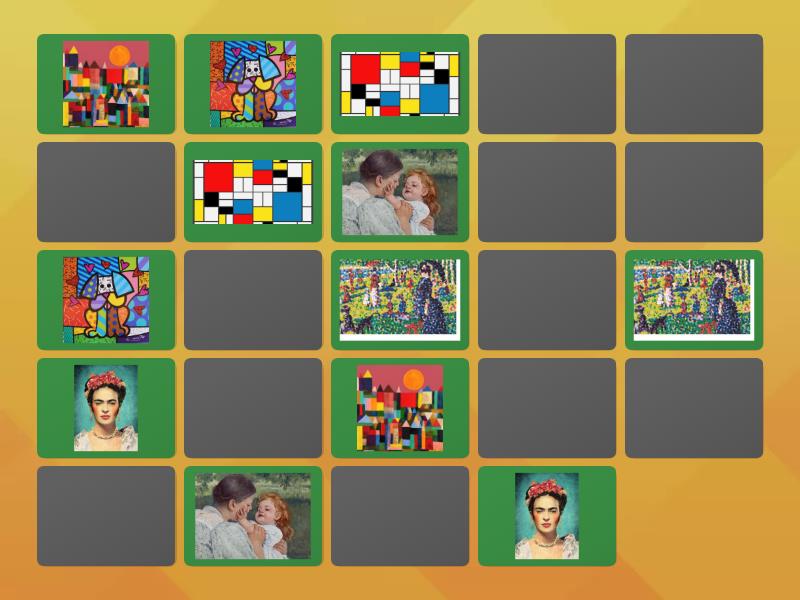Artists memory game Creators - Matching pairs
