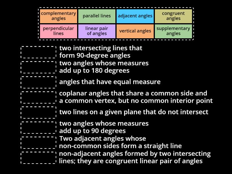 Line Pairs and Angle Pairs - Une las parejas