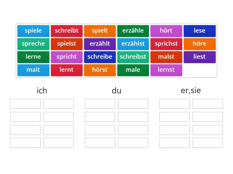 ich/du/er,sie - Group sort