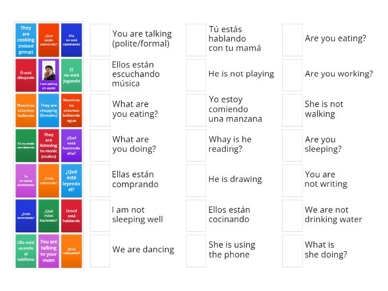 Presente progressive - Describing actions in Progress - Match up