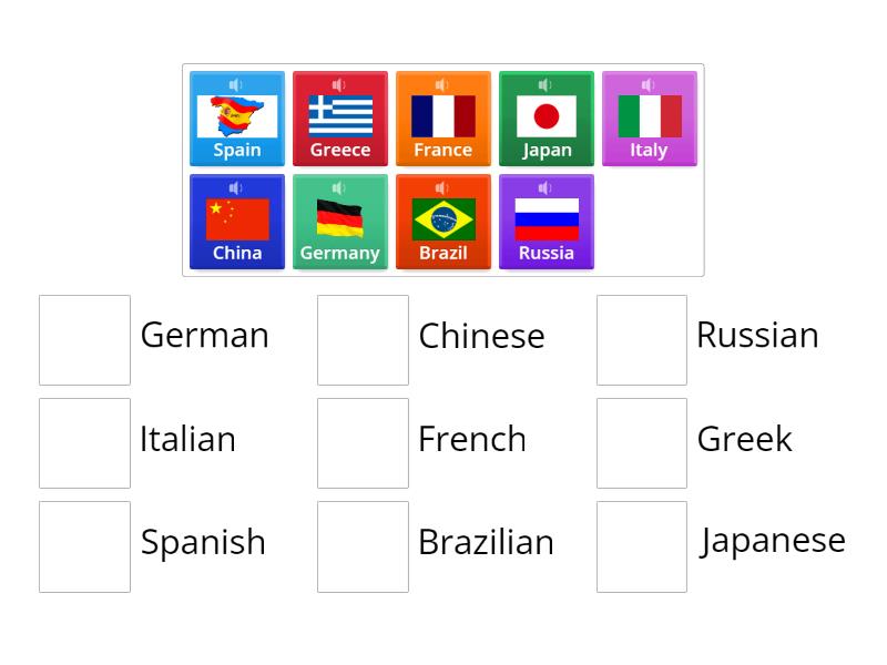 Countries and Nationalities sound countries - Match up
