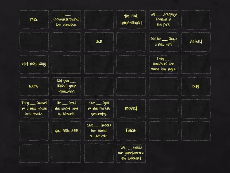 Simple Past [Conjugation training] - Matching pairs