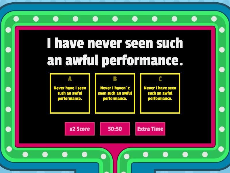 Inversion after Negative Adverbials - Gameshow quiz