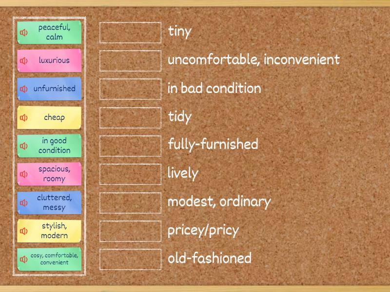 Adjectives for describing a flat - Match up