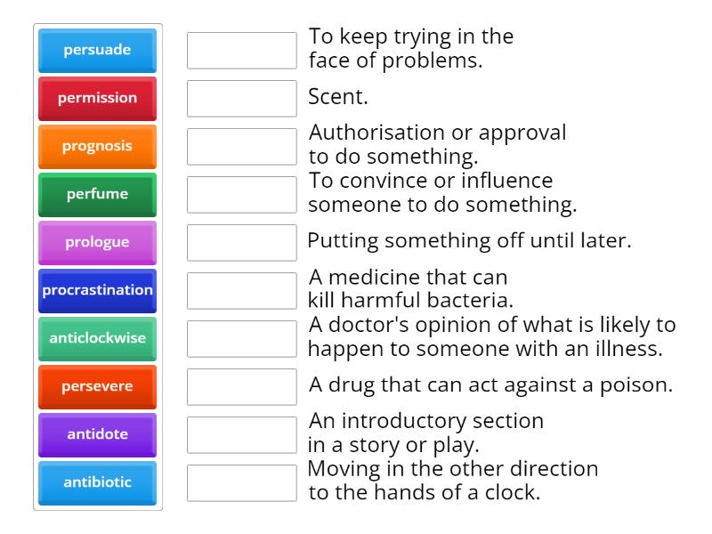 LIfTT Matching definitions - Latin prefixes - Match up