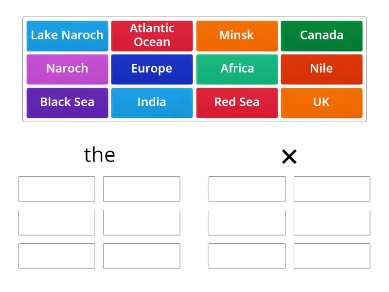 'THE'with Geographical Names - Group sort