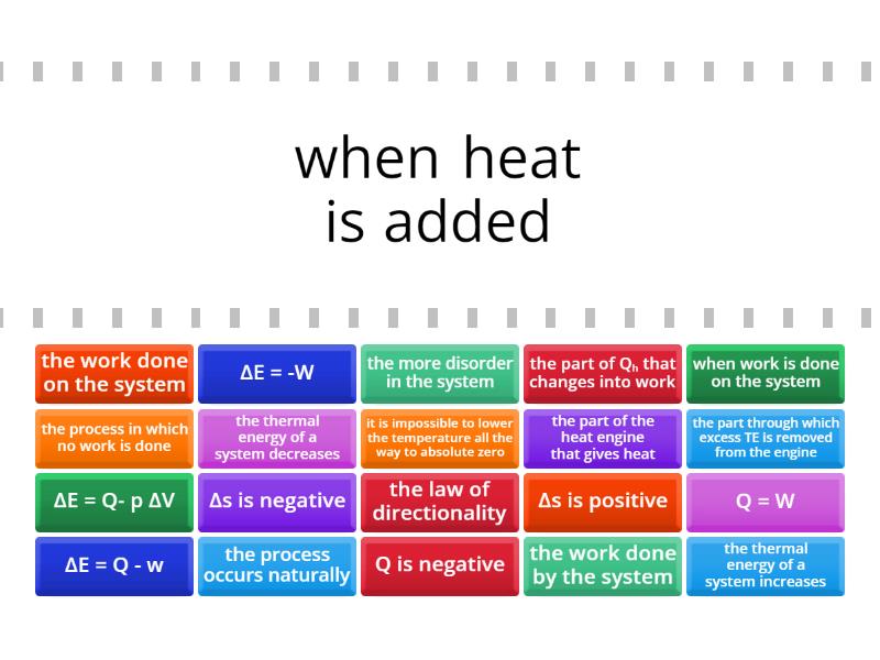 10th assessment (Thermodynamics) - Find the match