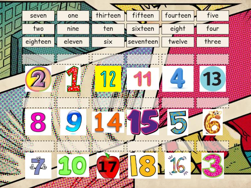 numbers 1-18 - Match up