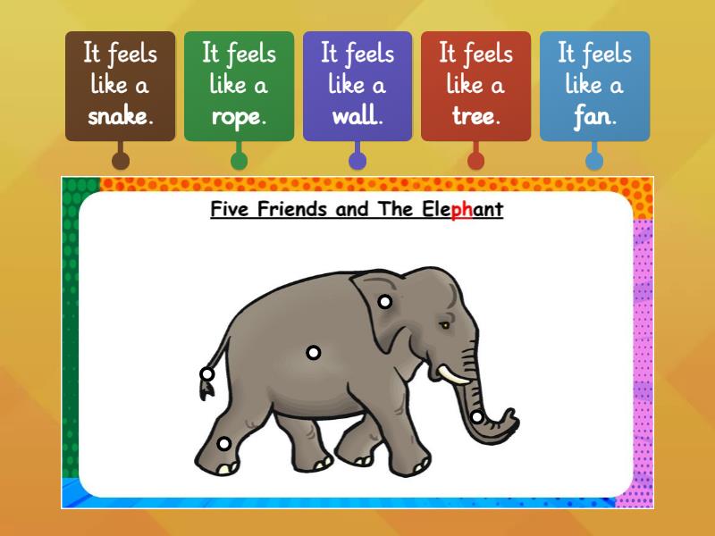 Unit 6 - Lesson 11 - Five friends and the elephant - Labelled diagram