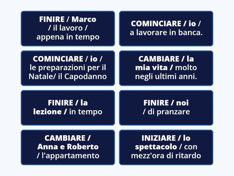 cominciare/finire al passato FRASE - Flip tiles