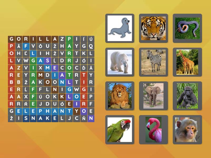 ZOO animals - Sopa de letras
