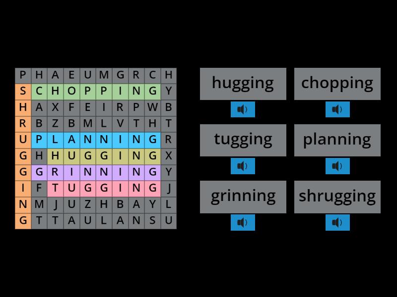 Lesson 107b: doubling rule -ing - Wordsearch