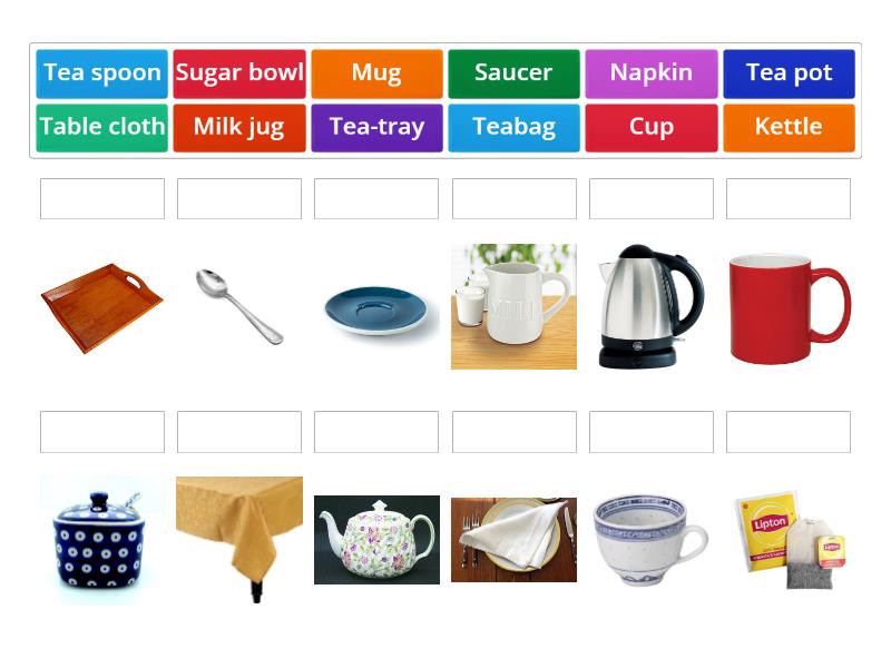 Tea making - vocabulary - Match up