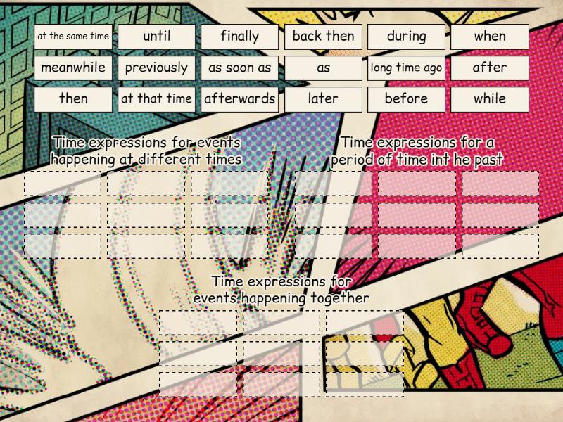 Time expressions for different events and periods of time - Group sort