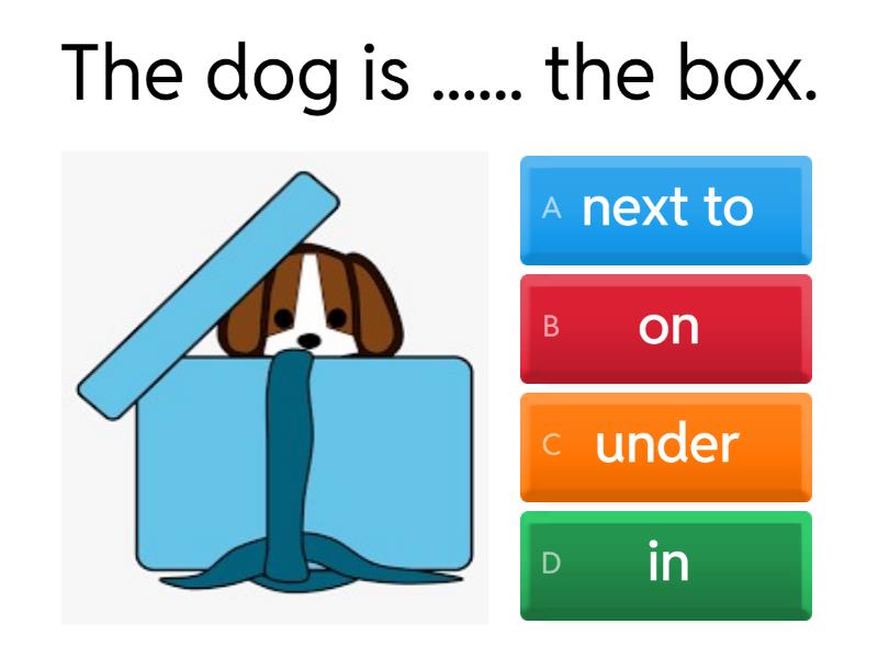 Prepositions - on in under next to - Quiz