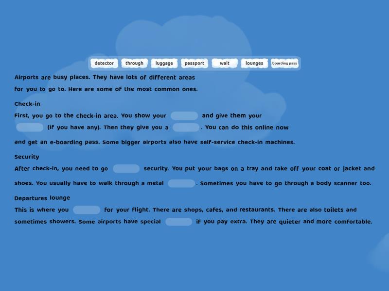 Airports complete the text - Complete the sentence