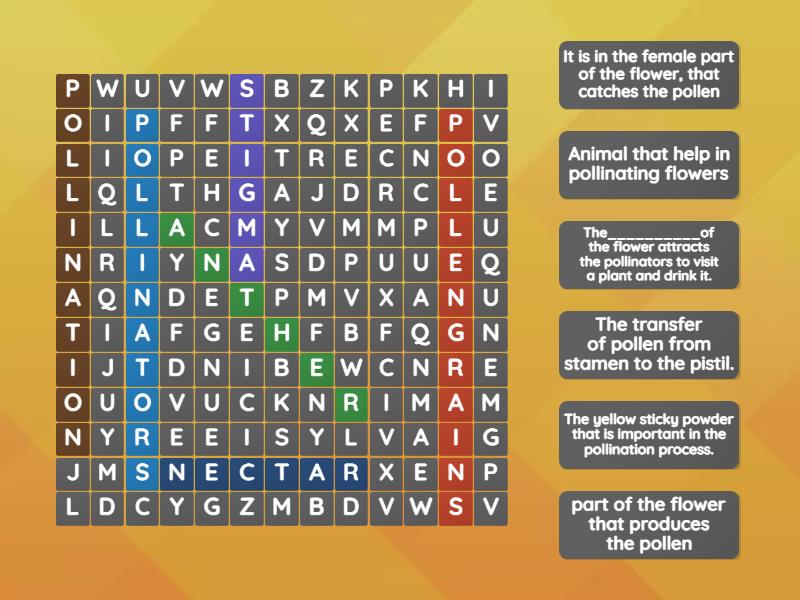 pollination- Word Search - Wordsearch