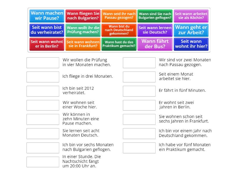 Was hast du gemacht? - Match up