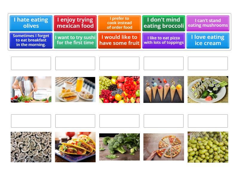 Verb patterns food - Match up