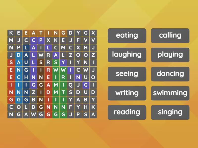 present continuous - Wordsearch