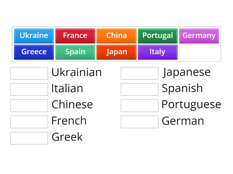 countries|language - Match up