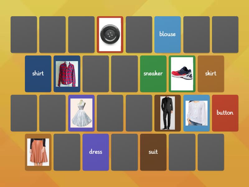Clothing in English: Find the Match - Matching pairs