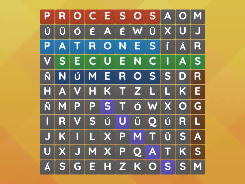 Patrones numéricos basados en sumas - Wordsearch Patrones numéricos basados en sumas - Wordsearch