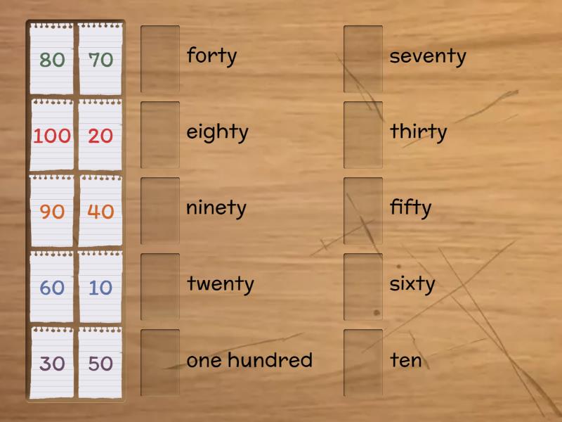 Numbers and words - Match up