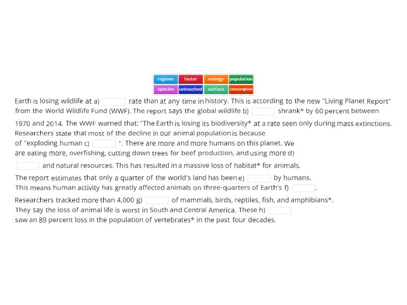 Cloze Reading - Practice 1 - Complete the sentence