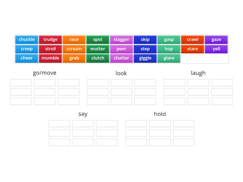 Descriptive verbs - Group sort