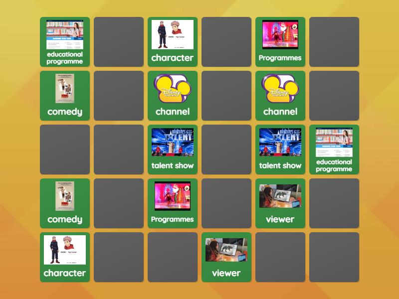 Vocab TV programmes - Matching pairs