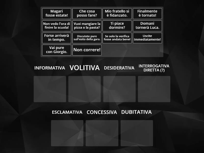 TIPI di PROPOSIZIONI PRINCIPALI - Group sort