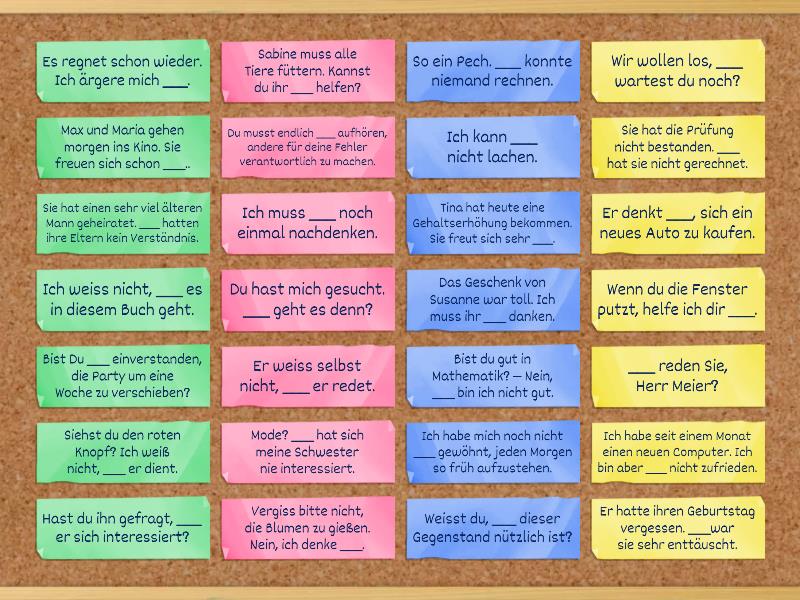 Pronominaladverbien 2 = Präposition + Pronomen (L) - Flip tiles